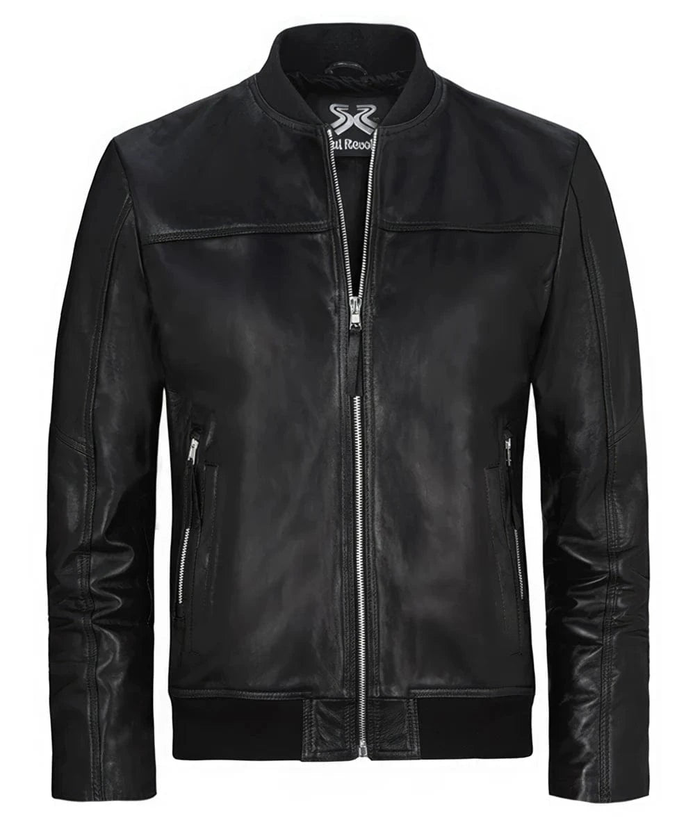 Men’s Black Leather Bomber Jacket – Legacy | Soul Revolver