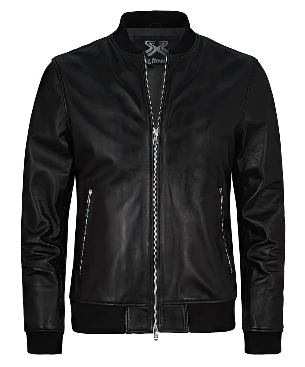 Vintage Black Leather Bomber Jacket – The Hunter Size Small