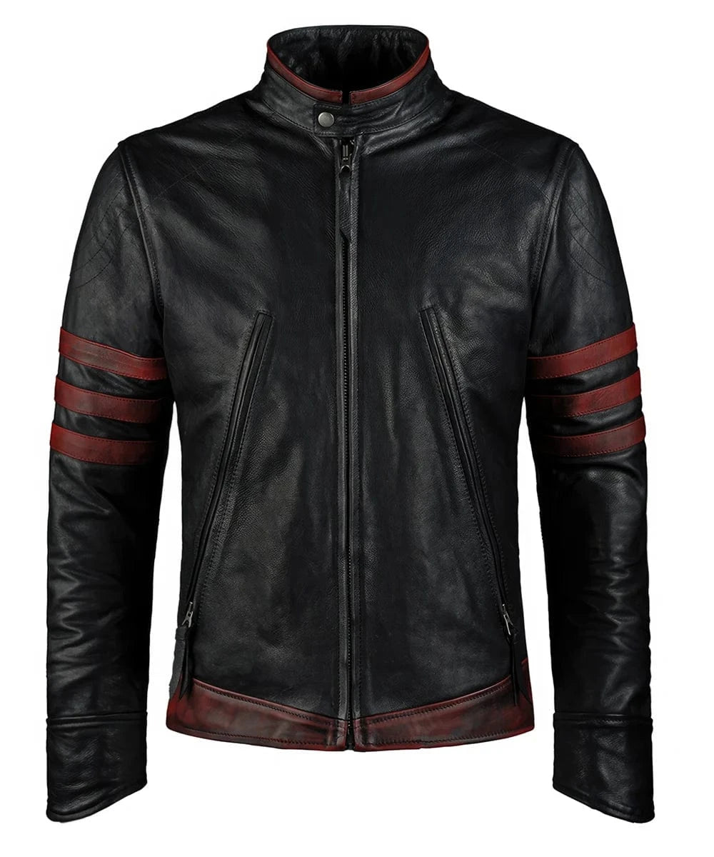 Replica X-Men Origins Black & Red Leather Motorcycle Jacket