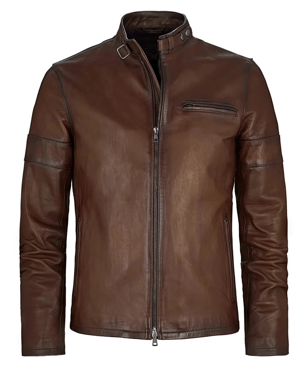Daytona Brown Leather Jacket – Men’s Café Racer | Soul Revolver
